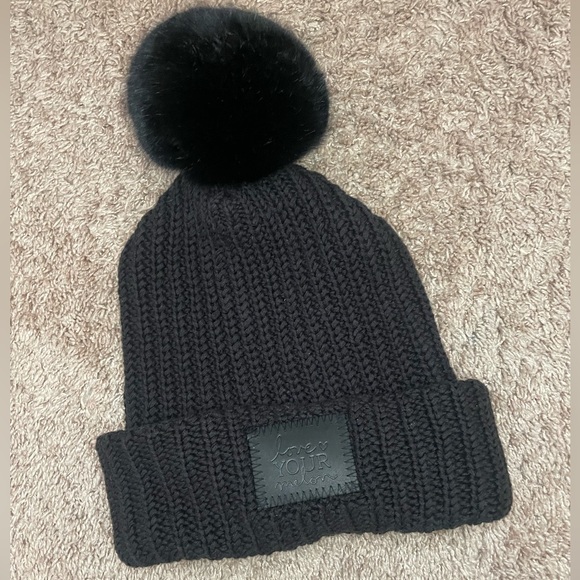 Love Your Melon | Accessories | Rare All Black Love Your Melon Pom Pom ...